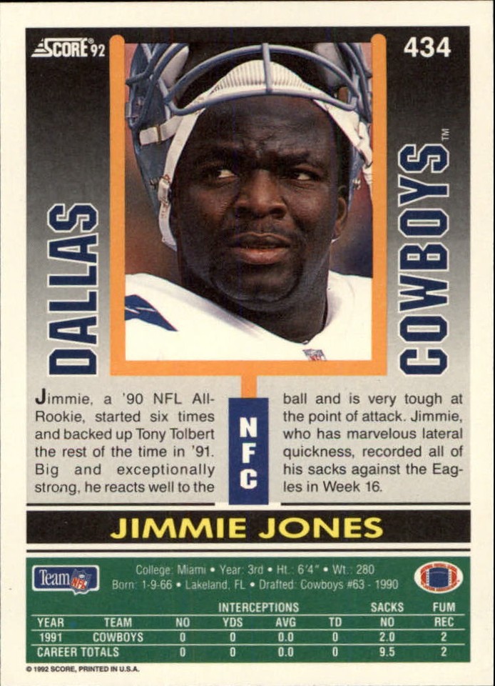1992 Score #434 Jimmie Jones - NM | eBay