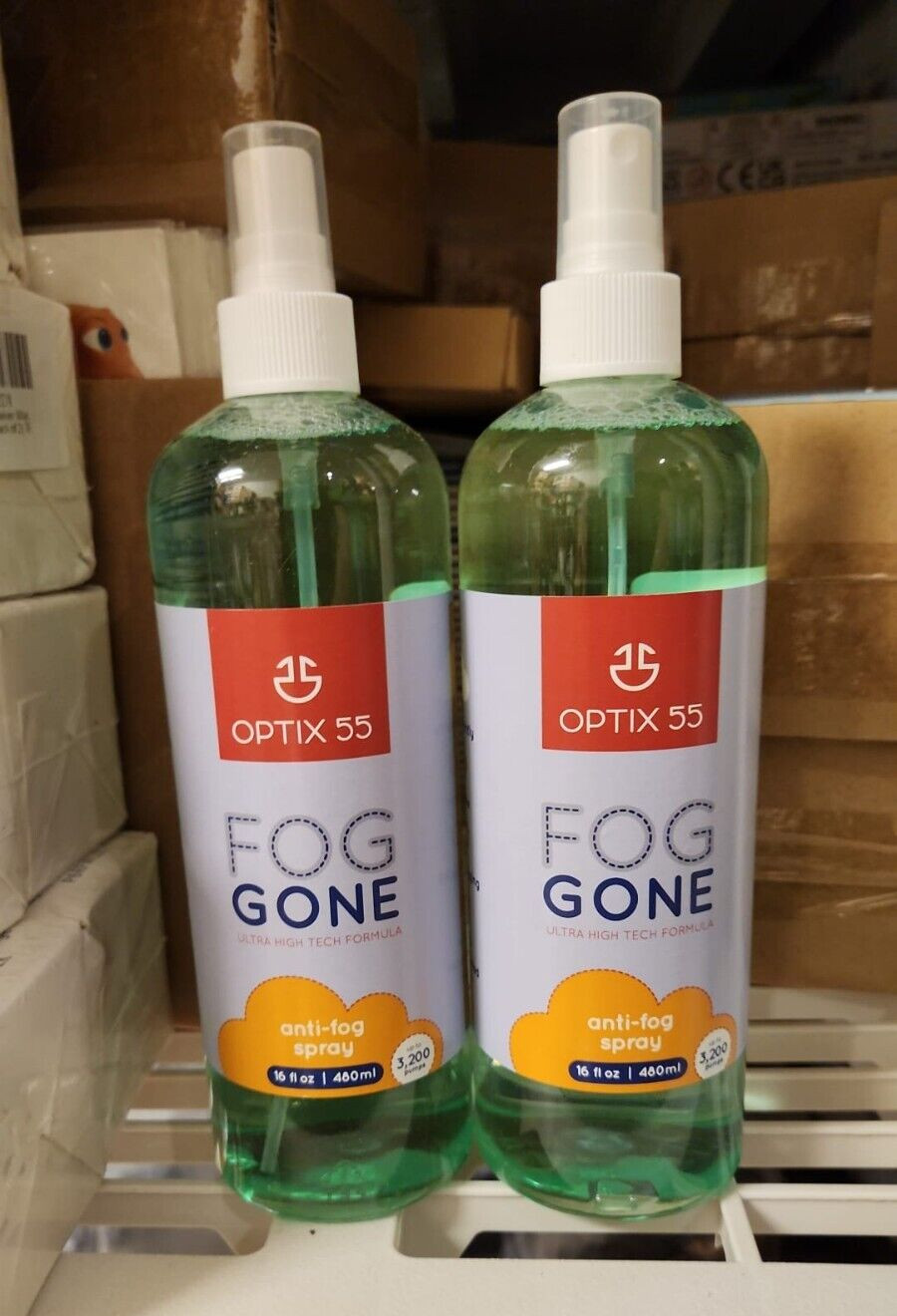 2 Pack Optix 55 Fog Gone Anti-Fog Spray Ultra High Tech Formula 16 oz