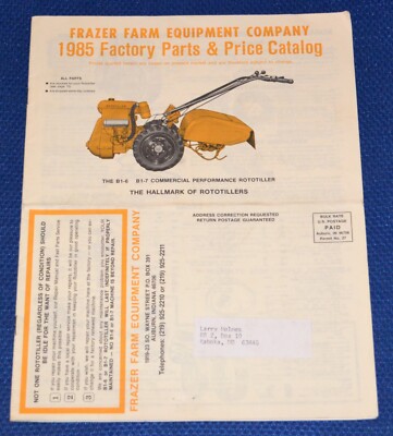 Vintage 1985 Frazer Farm Equipment Factory Parts & Price Catalog ...
