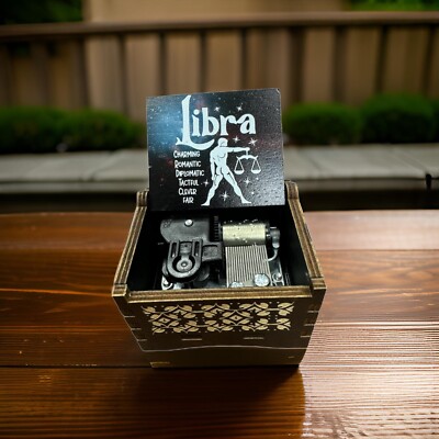 New Zodiac Sign “LIBRA” Hand Made Mini Wooden Windup Music Box | eBay