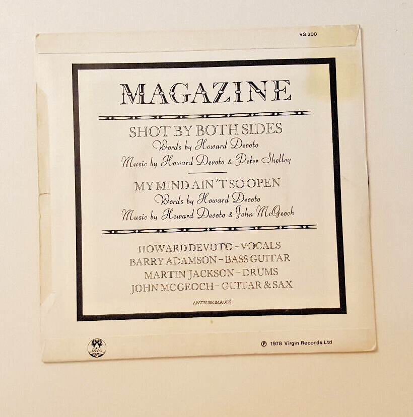 MAGAZINE Shot By Both Sides 7" Vinyl UK 1978 Virgin ‎VS 200 Howard ...