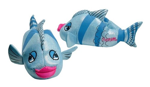 fishFLOPS Fish Slippers Blue Glittery Slippers Girls Childs YOUTH Size ...