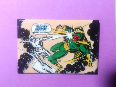 MARVEL Comics Group Silver Surfer VS Vision Rectangle Pin Back vintage ...