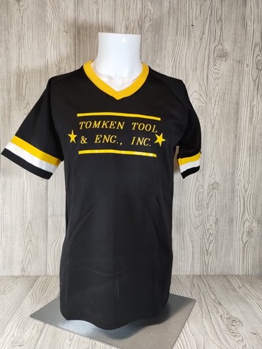 Vtg Reachwear Medium Black Gold White V Neck Jersey "Tomken Tool & Eng ...