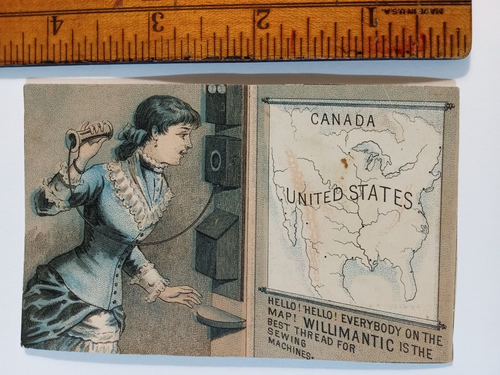 SEWING MACHINE TRADE CARD ATLANTA 1881 WALL TELEPHONE US MAP ...