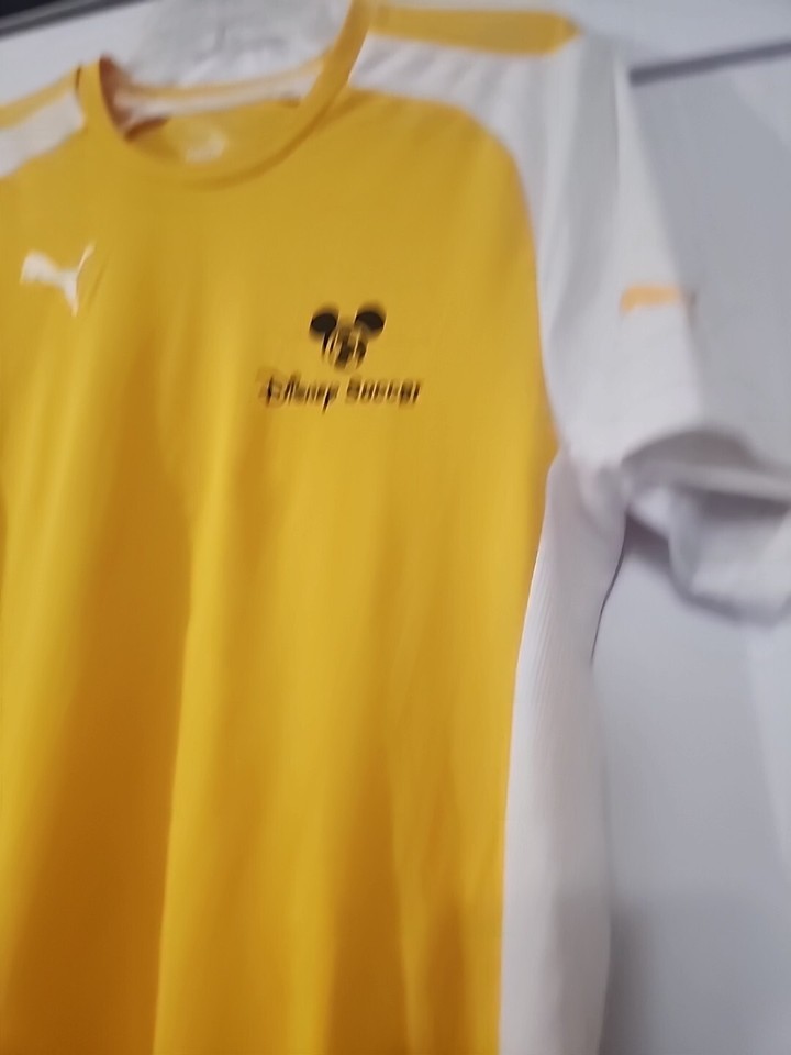 vintage Disney Soccer Puma TShirt Size M Activewear Yellow Dry Cell | eBay