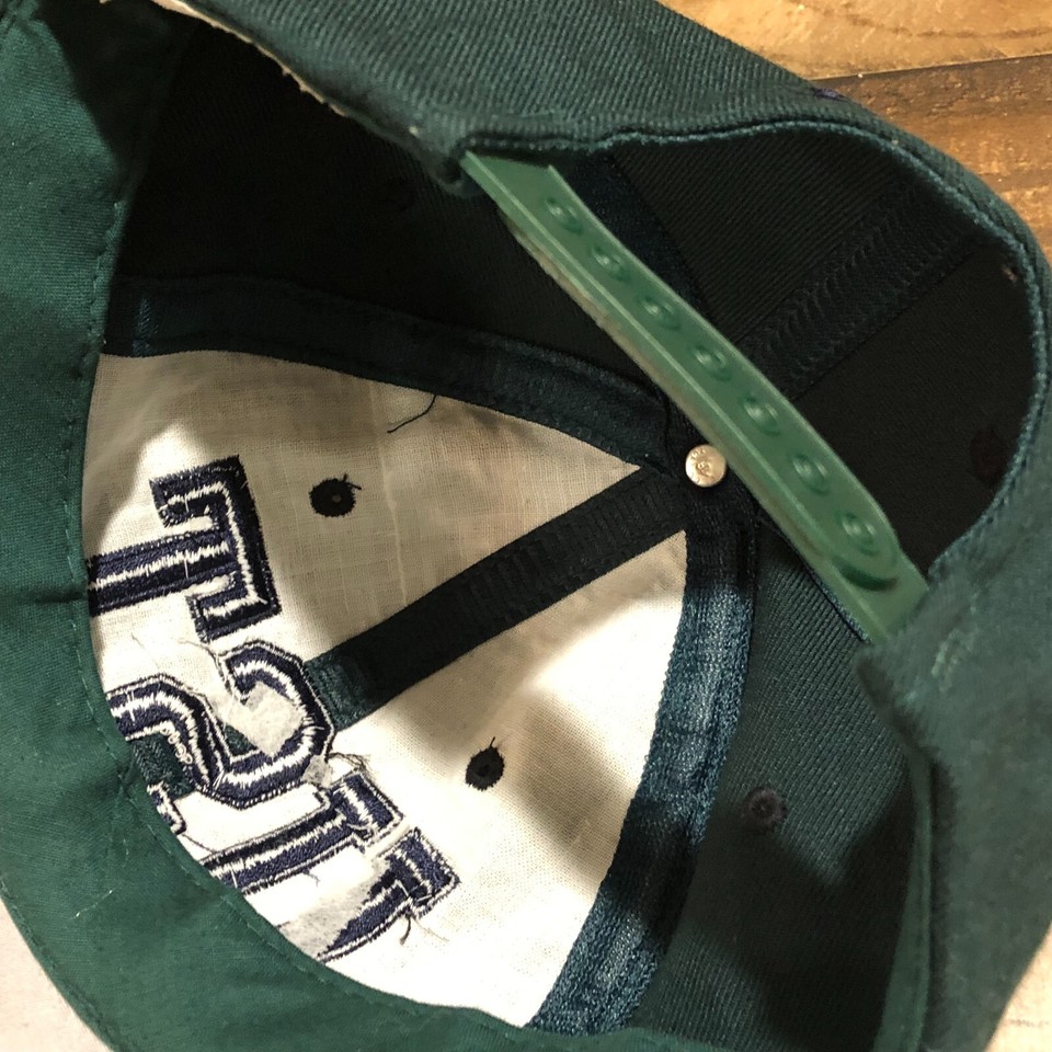Vintage Champion Hat Snapback Baseball Cap Mens Green Blue UST ...