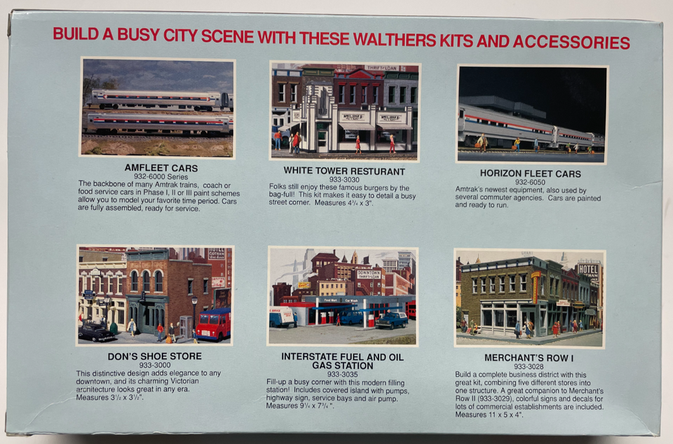 WALTHERS CORNERSTONE HO U/A AMTRAK STATION PLASTIC MODEL KIT #933-3038 ...