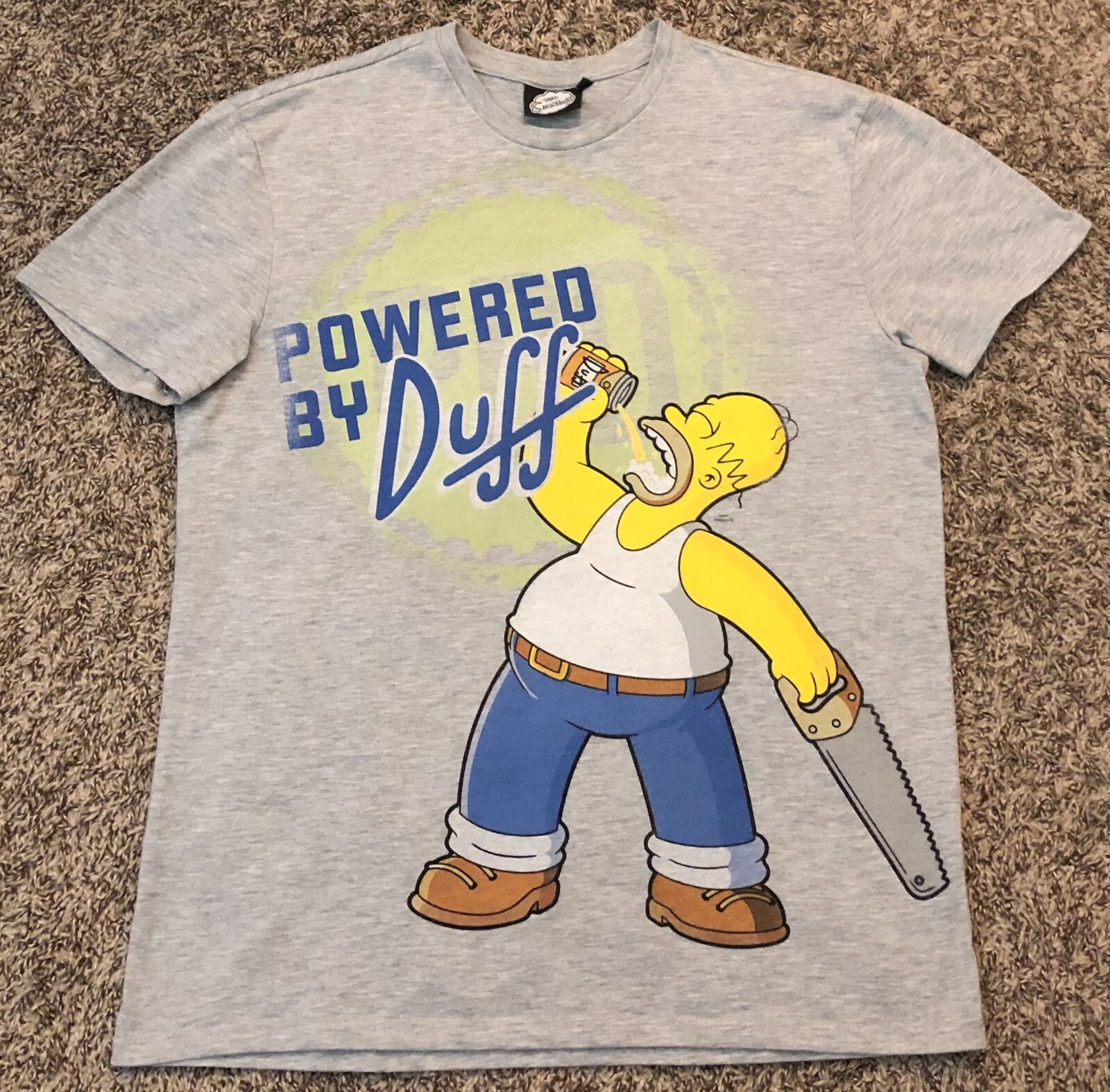 Vintage The Simpsons Homer Powered By Duff Men's Gray… - Gem