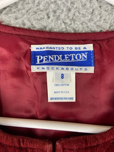 PENDLETON Knockabouts Vest Womens 8 Red Quilted Cotton USA Full Zip | eBay