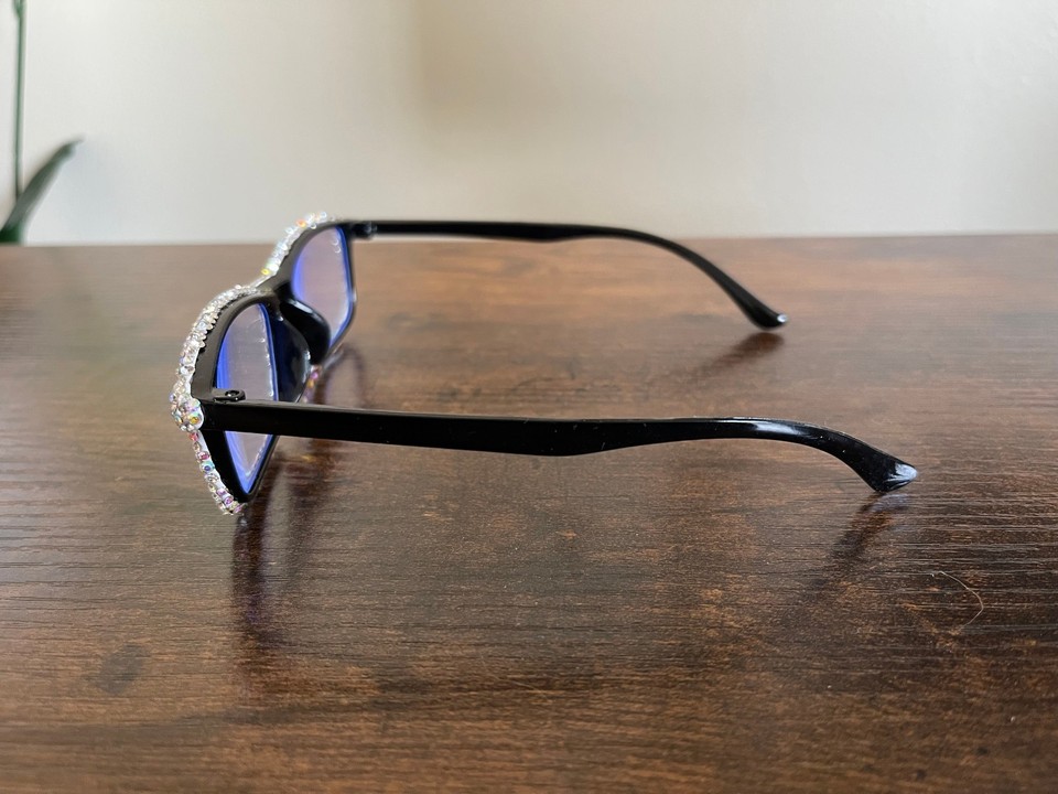 Rhinestone Frames Only Black Rectangular Sparkle Bling Clear Lens ...