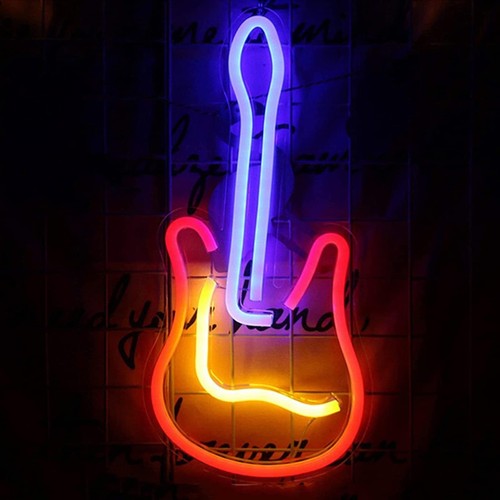 3D Guitar Neon Sign, 17.6'' Guitar Neon Lights for Music Studio, Home ...