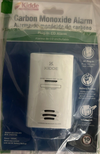 Kidde Carbon Monoxide Detector Alarm Wall Plug In With Battery Backup ...
