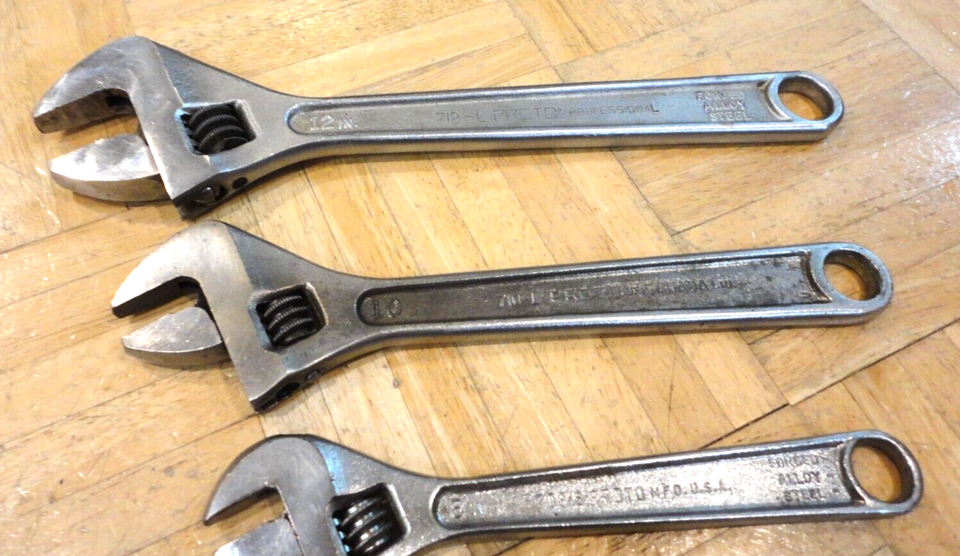 PROTO TOOLS 5 PIECE ADJUSTABLE CRESCENT STYLE WRENCHES 4 - 12 INCH | eBay