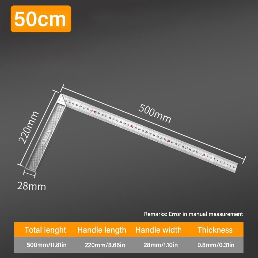 Stainless Steel Angle Square Ruler 90 Degree Turning Ruler Woodworking ...
