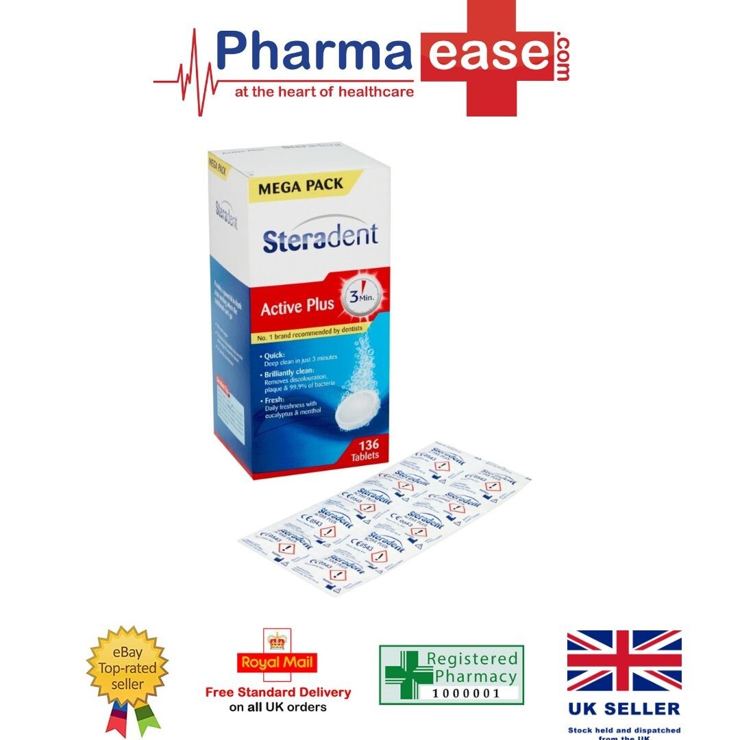 Steradent Active Plus Denture Cleaning - 136 Tablets - Deeply Cleans ...