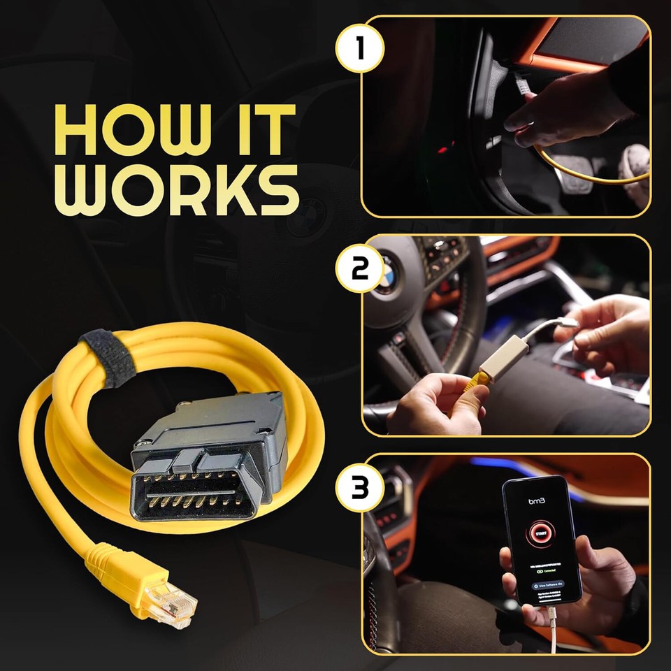 ENET Ethernet Cable For BMW OBD ICOM E-SYS ISTA Bimmercode F-Series ...