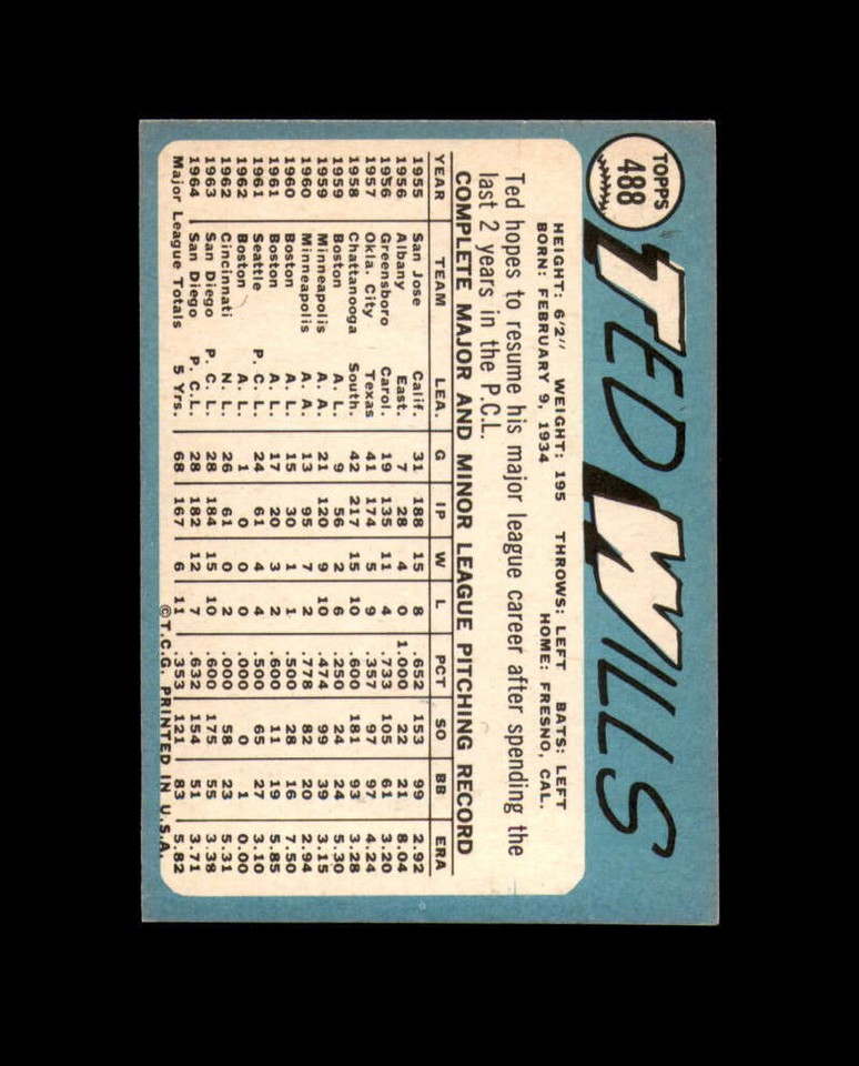 Ted Wills Hand Signed 1965 Topps Cincinnati Reds Autograph | eBay