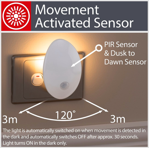 ARLEC Motion Sensor Plug In Nightlight Warm White LED Night Light - AU ...