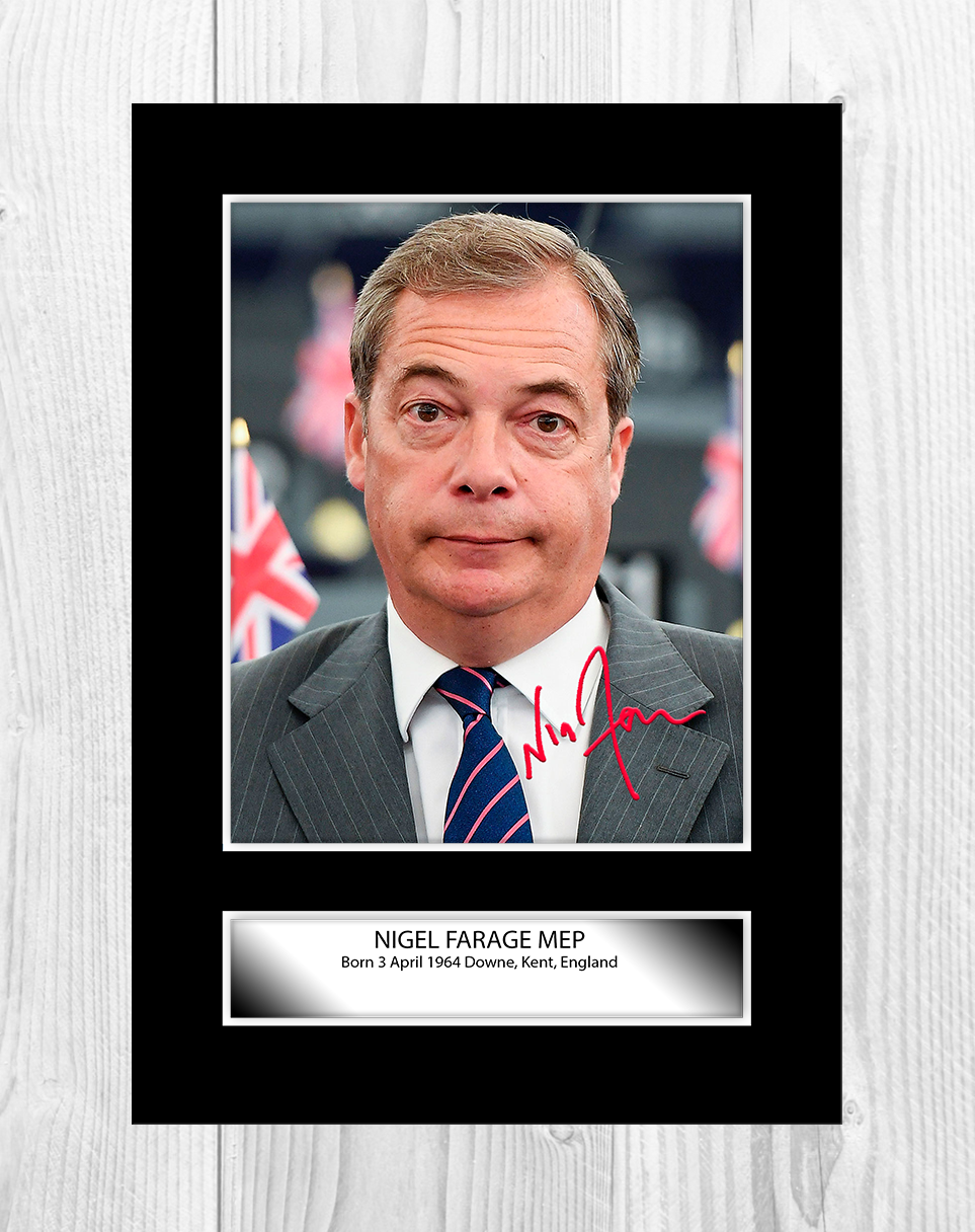 Nigel Farage A4 reproduction autograph picture poster. Choice of frame ...