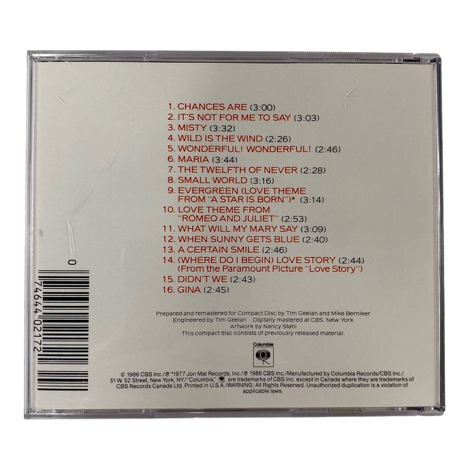 Johnny Mathis: 16 Most Requested Songs (CD, 1986 CBS) Traditional Pop ...