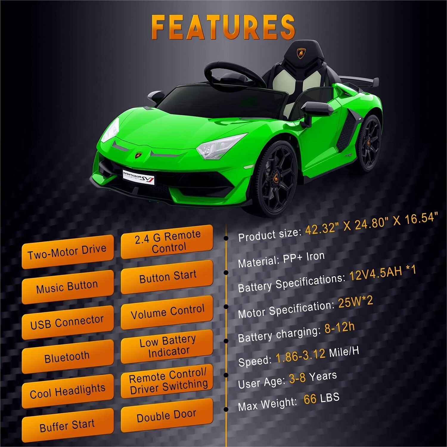 12V Electric Battery Powered Sports Car for Kids with Remote Control