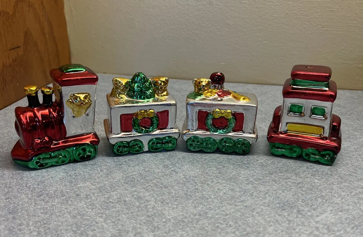 Cute Ceramic Christmas Train Display Decorations Metallic Paint | eBay