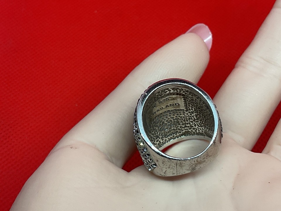 BOLD BEAUTIFUL 925 STERLING SPARKLY GLASS CHAMPAGNE PAVE COCKTAIL RING ...