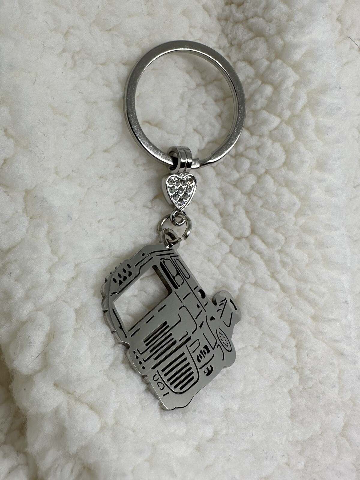 Semi Truck Keychain Lorry Car Key Ring Key Fob Silver Metal Gift ...