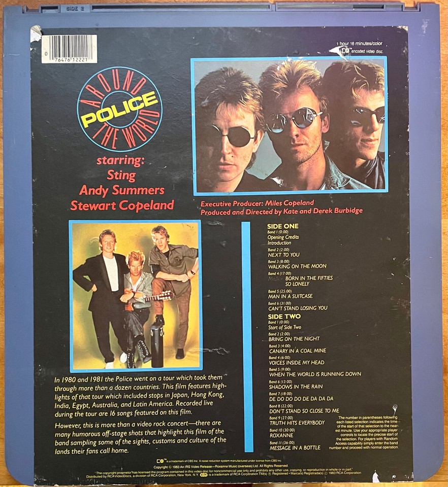 RCA - CED DISC - THE POLICE - Around The World - Live Concert Tour ...