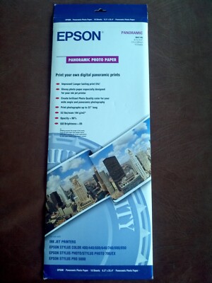 NEW Sealed Epson Panoramic Photo Paper 8.3”x23.4” 10 Sheets S041145 NIP ...