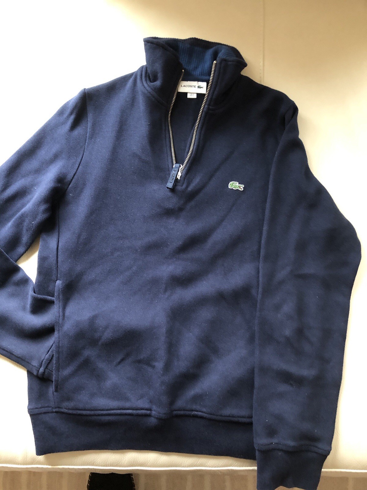 Men's Lacoste Zip-Up High-Neck Cotton Sweater Quarter Zip Pullover ...