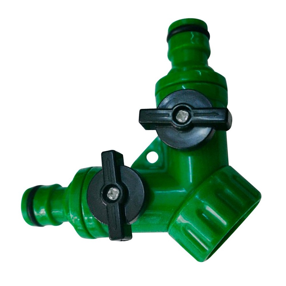 2 Pcs Garden Tap Splitter 2 Way Hose Pipe Connector ABS Plastic Green ...