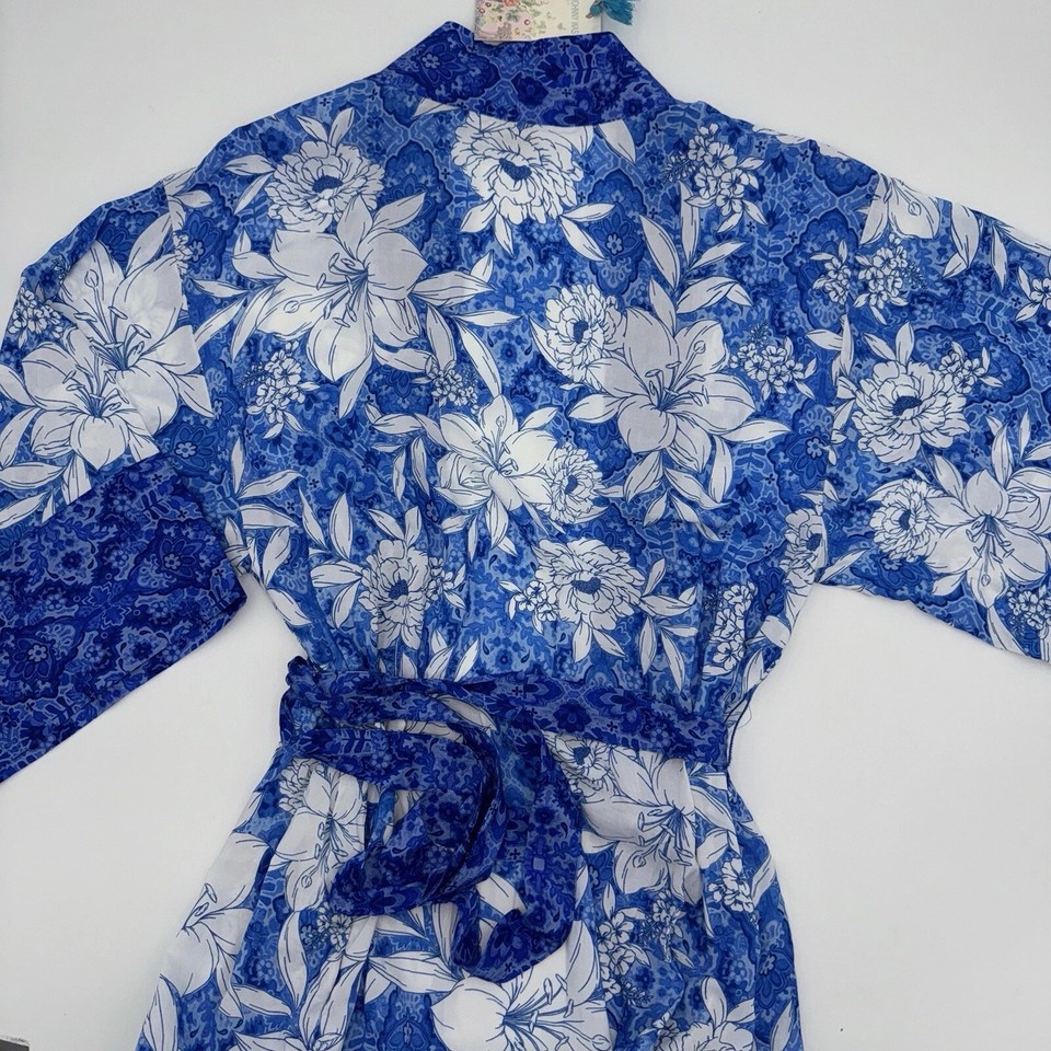 Johnny Was Clio Mix Kimono Maxi Robe Cover Up Floral Blue Multi S;NWT ...