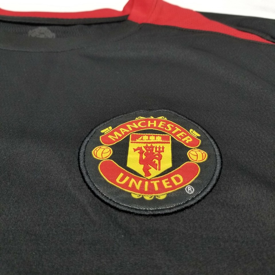 Manchester United MUFC Black & Red Soccer Jersey W/Patch Logo Men's ...