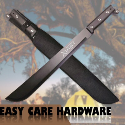 Machete Survival 42cm Blade 55cm overall Bush Hunting Camping Black Bag ...