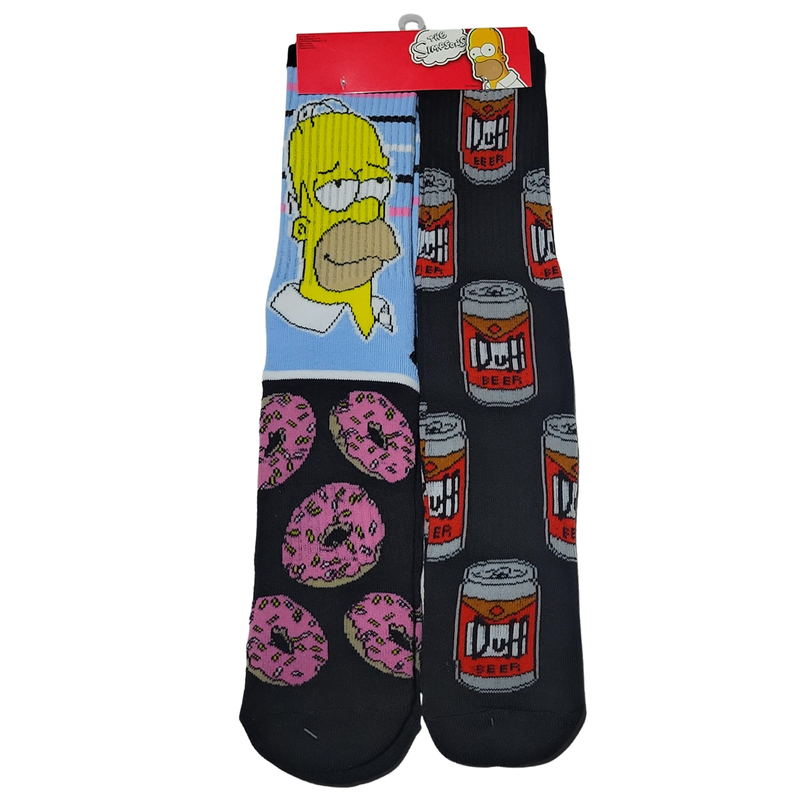 Simpsons Homer Socks 2-Pack Duff Beer & Donuts Funny Crew Socks Men’s 6 ...