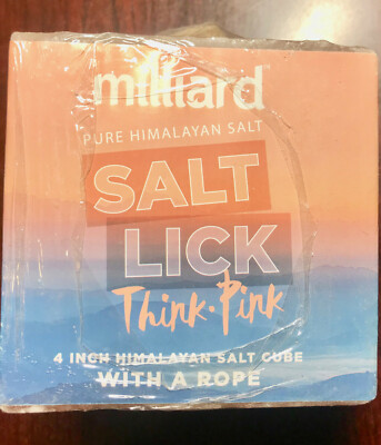 6xMILLIARD PURE HIMALAYAN SALT LICK 4 INCH CUBE WITH ROPE THINK PINK ...