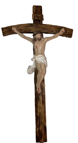 Crucifix Wall Cross INRI Jesus Religious Hand Painted Polyresin 11 inch ...