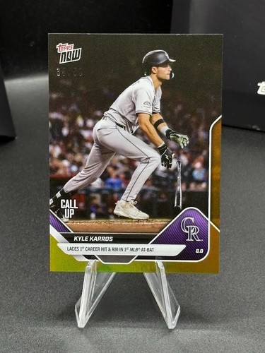 Kyle Karros Rockies Debut 1st Hit RBI 2025 MLB Topps NOW Card 533 Gold ...