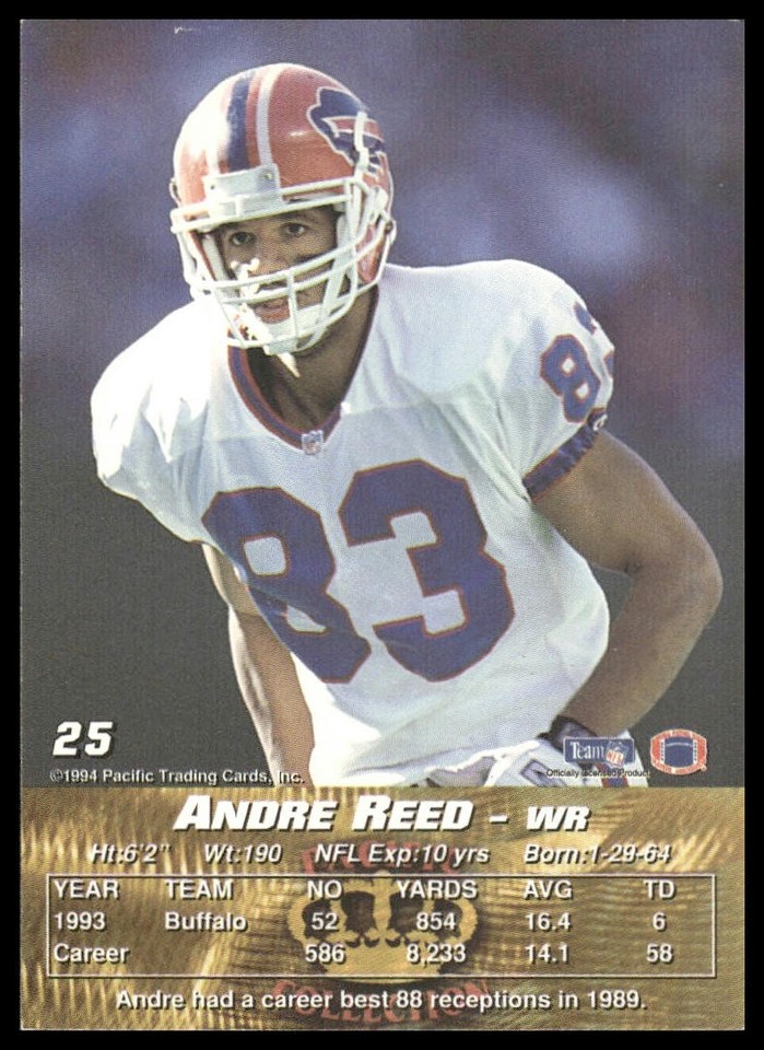 Andre Reed 1994 Pacific #25 Buffalo Bills | eBay