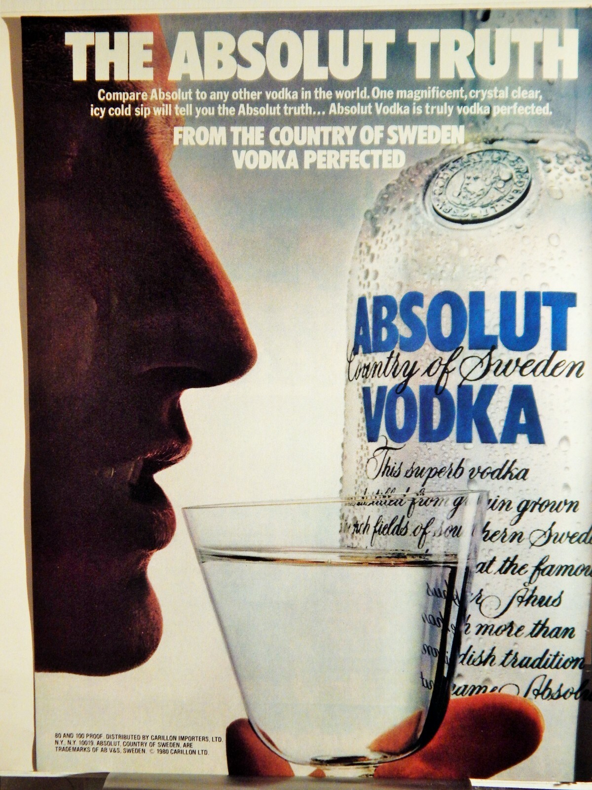 ABSOLUT SWEDISH VODKA ORIGINAL VTG 1979 PHOTO AD, | eBay