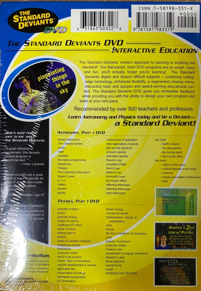 The Standard Deviants Space & Science Astronomy 1 & Physics 1 DVD NEW ...