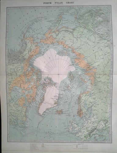 1896 LARGE VICTORIAN MAP ~ NORTH POLAR CHART ~ EXPLORERS & DATES etc | eBay