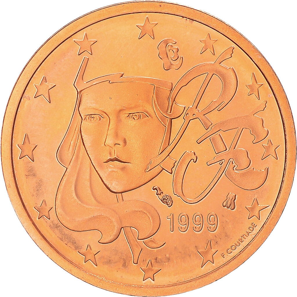 [#1046106] Frankreich, 2 Euro Cent, 1999, Paris, STGL, Copper Plated ...