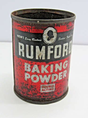 VINTAGE ADVERTISING RUMFORD BAKING POWDER TIN CAN KITCHEN DECOR 4 oz # ...