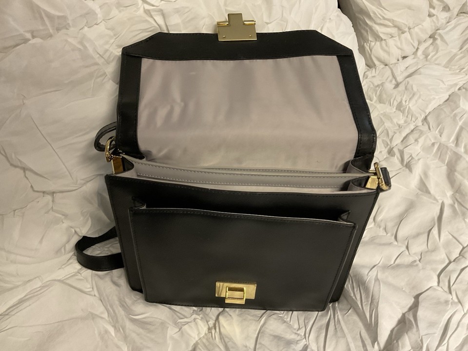 Ivanka Trump Leather Crossbody Black Bag Purse Handbag Women 5 Section ...