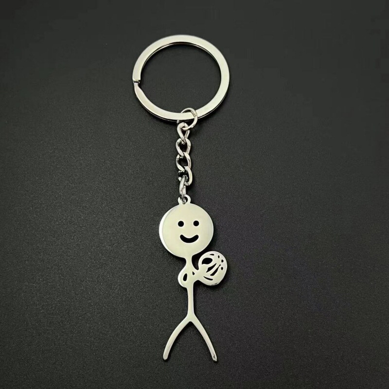 Stickman Keychain Middle Finger Funny Basketball In Hand Keyring Couple ...