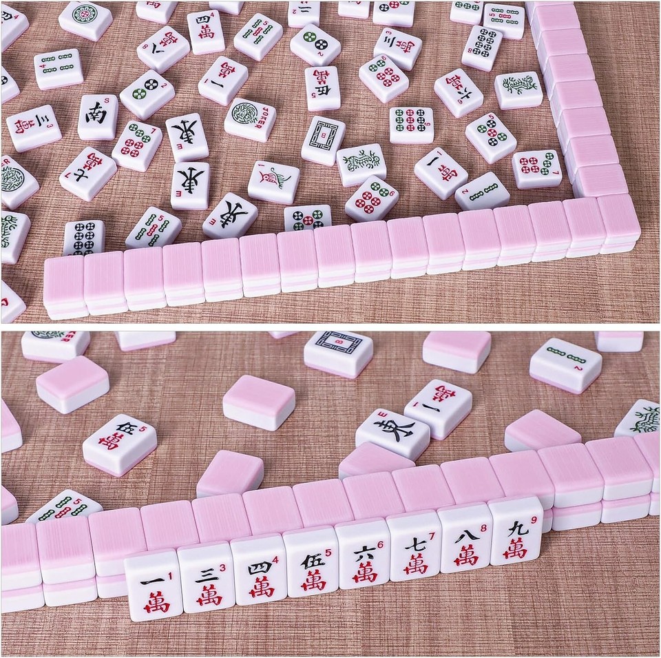 American Mahjong Set with 166 Quality Acrylic Tiles (1.2" Pink), Mah ...