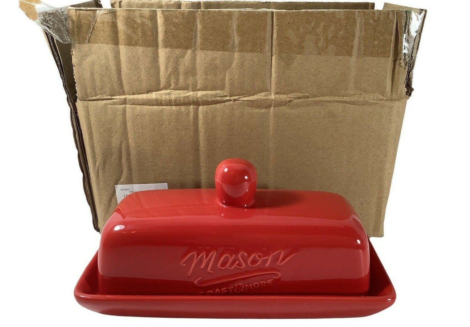 Mason Craft And More Red Ceramic Butter Dish Lid Farmhouse for sale ...